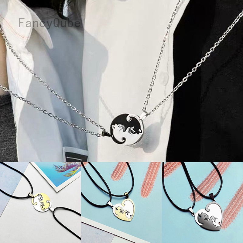 1Pair Cat Yin Yang Necklace Cat Bff Necklace Cat puzzle necklace couple ...