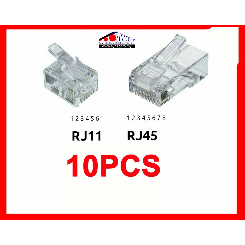 10PCS X RJ11 RJ45 Modular Plug (CAT5E) 6P2C High Quality | Shopee Malaysia
