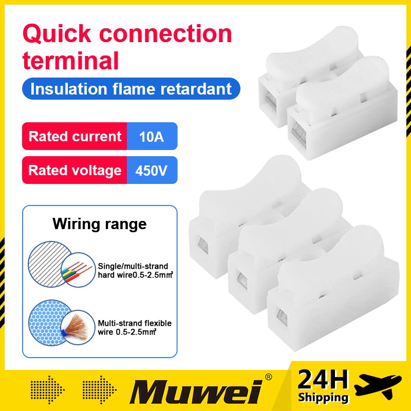10 Pcs Fast Wire Connector Ch2 Ch3 Reusable Terminal Block Safe Spring