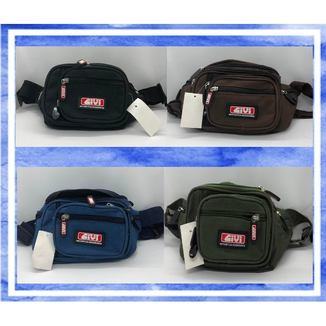 GIVI Canvas Sling Bag Waist Bag POUCH BAG MULTI ZIPS/GIVI BEG PINGGANG ...