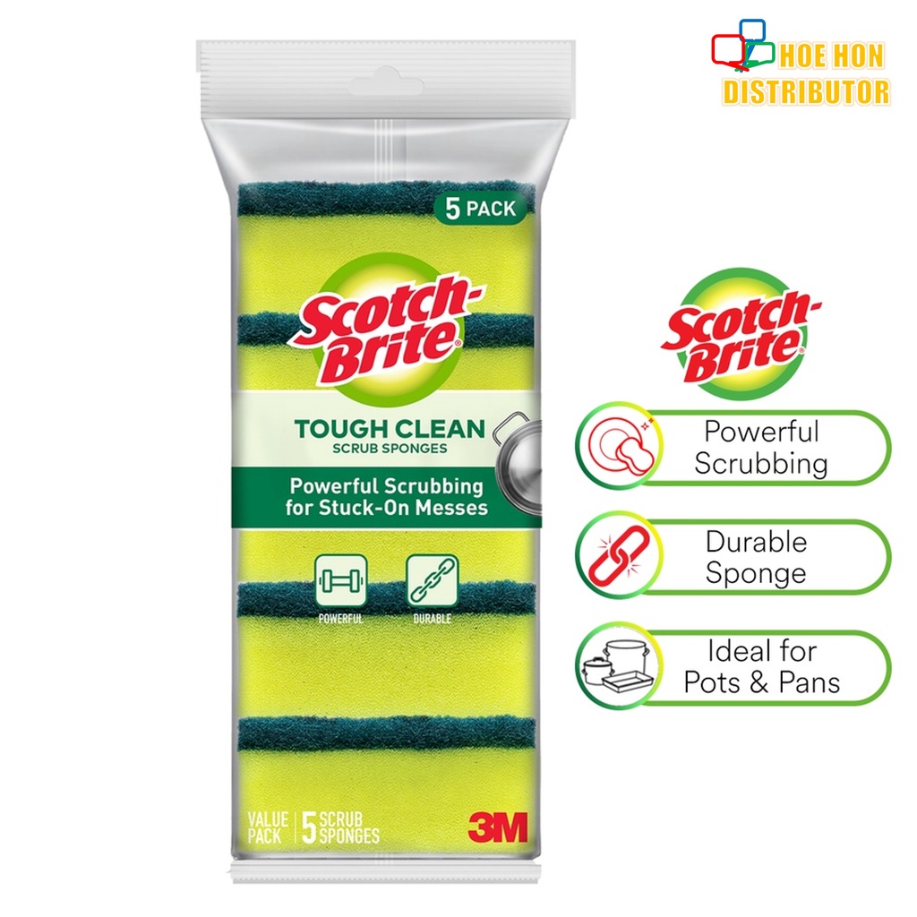 3M Scotch Brite Heavy Duty / Touch Clean Scouring Sponge 5 Pcs Value ...