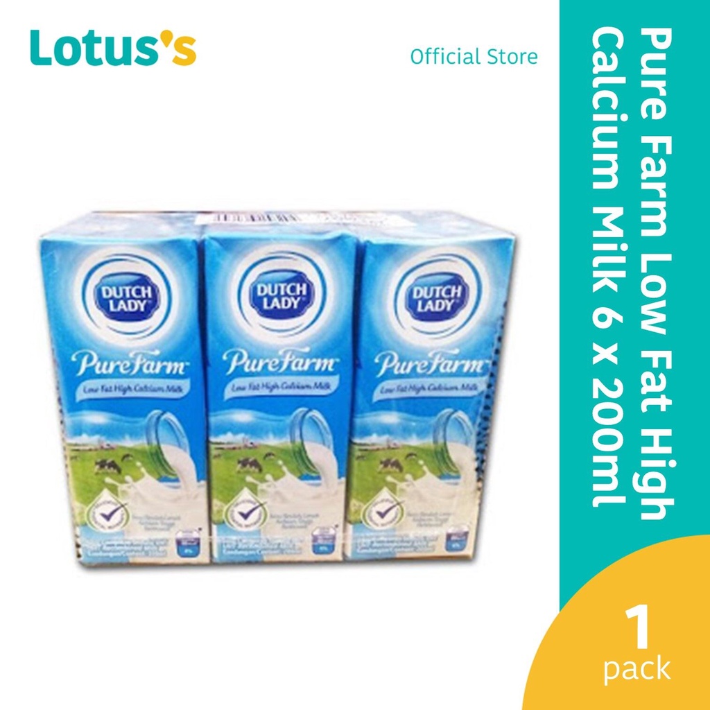 Dutch Lady Pure Farm Low Fat High Calcium Milk (6 x 200ml) | Shopee Malaysia
