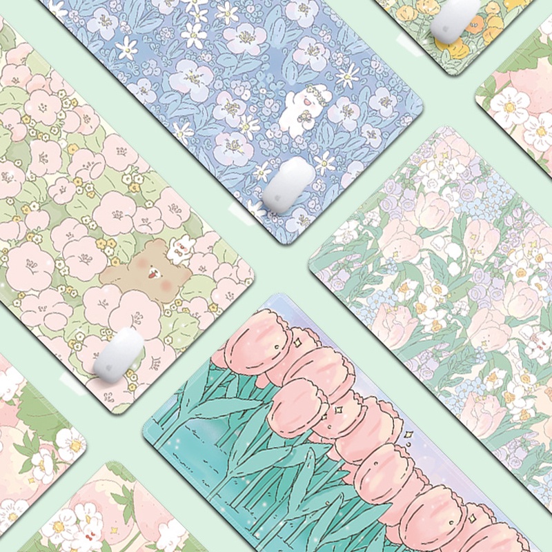 Floral Large Mousepad Kawaii Pink Desk Pad XXL Extra Big Anime Computer ...