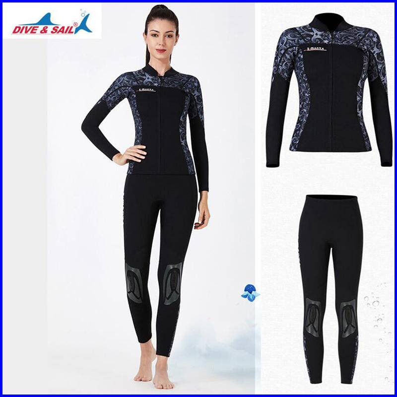 DIVE & SAIL 1.5mm Jellyfish Suit Women's Wetsuit Top Trousers Swimsuit ...