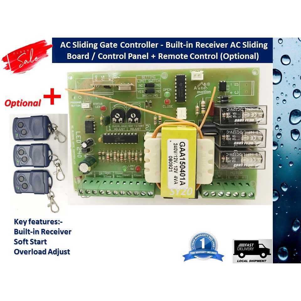 AC Sliding Gate Controller - Built-in Receiver AC Sliding Board ...