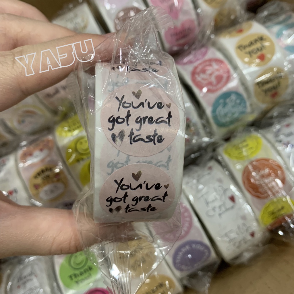 【YAJU!】Thank You & Handmake Sticker 25MM Label Seal Love Terima Kasih ...