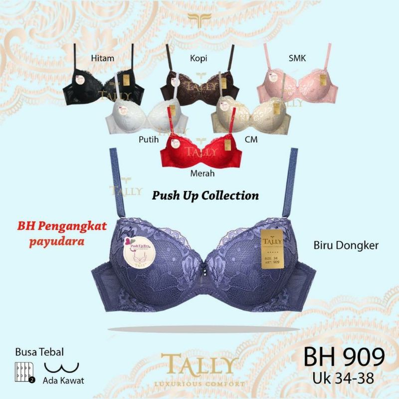 Bh Tally 909 Push Up Bra Tally Thick Foam Using 2 Hook Wire | Shopee ...