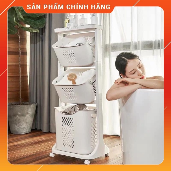 Multi-purpose storage shelf, plastic, 3 floors with wheels | Shopee ...