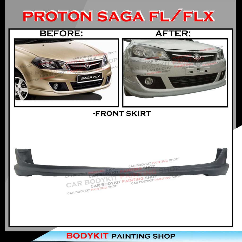 PROTON SAGA FLX/FL FULLSET SKIRTING (FRONT SKIRT ,SIDE SKIRT, REAR SKIRT) PU GETAH BODYKIT ...