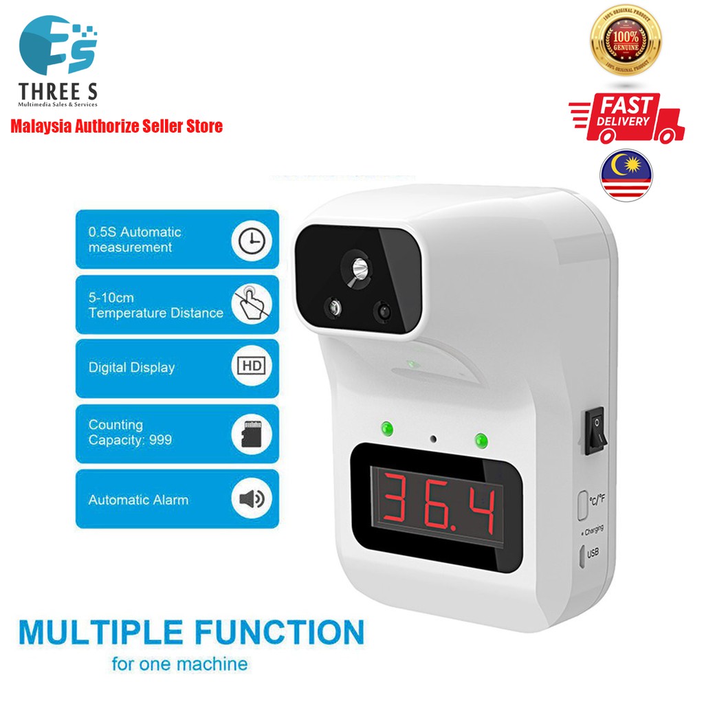 K3 Plus Thermometer Handsfree Infrared Thermometer Wall Mount Forehead ...