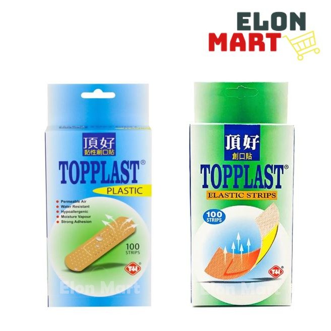 Topplast Plaster Strips / Plaster Luka Berubat 100's (Elastic / Plastic ...