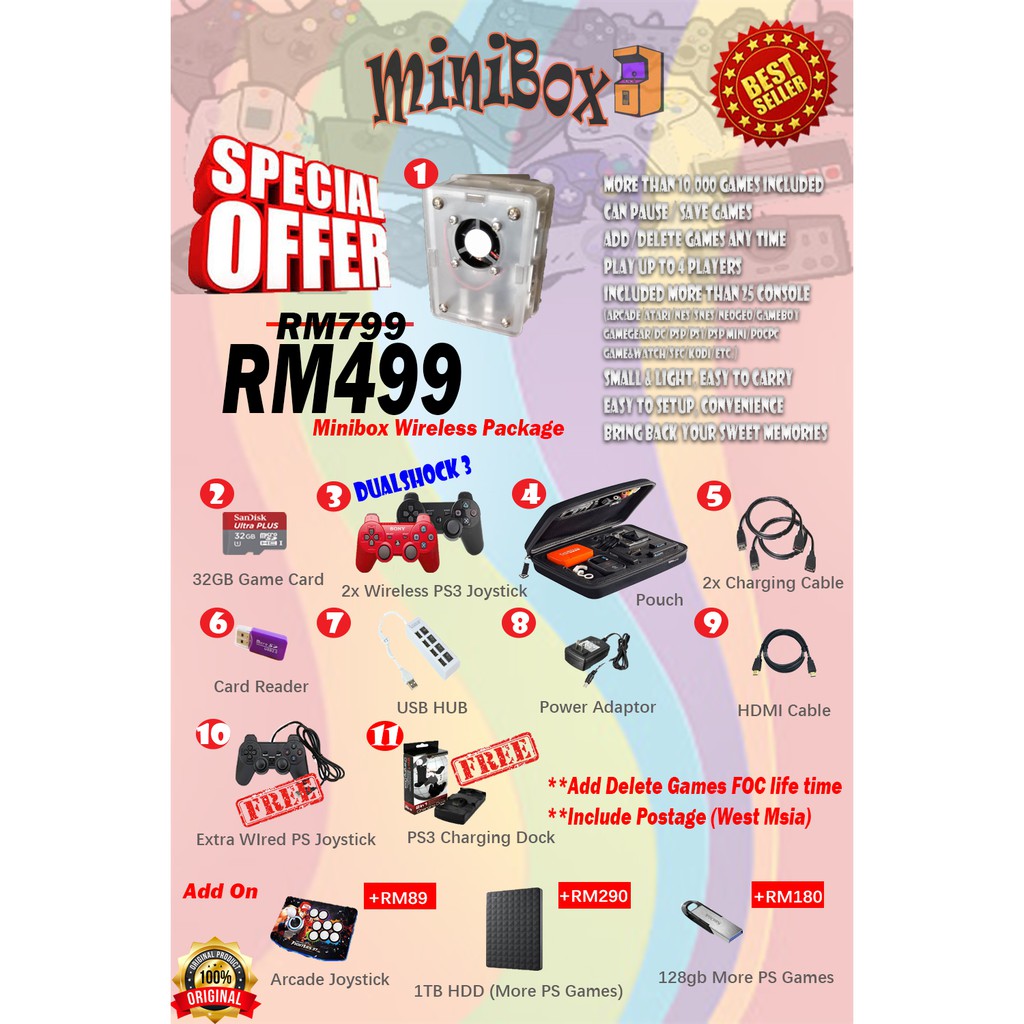 Minibox Wireless Package 2x w/less + 1x Wire Joy(GameBox / Minibox ...