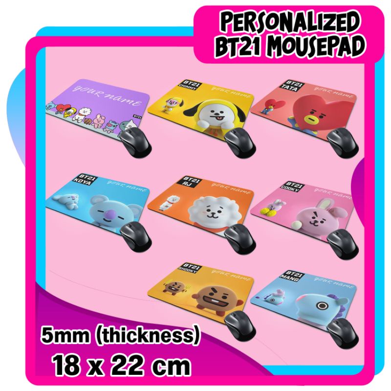 BT21 RUBBER MOUSEPAD (PERSONALIZED / CUSTOMIZED) | Shopee Malaysia