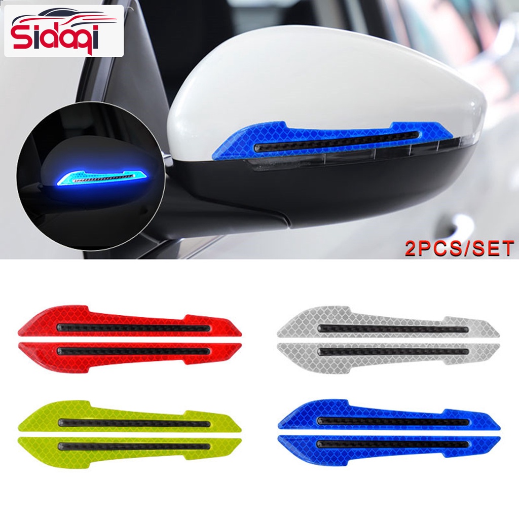 2Pieces 3D Car Reflective Stickers Warning Strip Protective Car Sticker ...