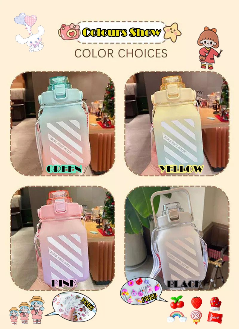 1500ML Botol Air Viral Straw 4xFree Gifts Botol Air Budak Cute Water ...