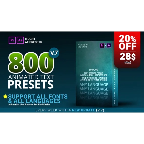 800 Beautiful Text Presets Pack v7 | Premiere Pro & After Effect ...