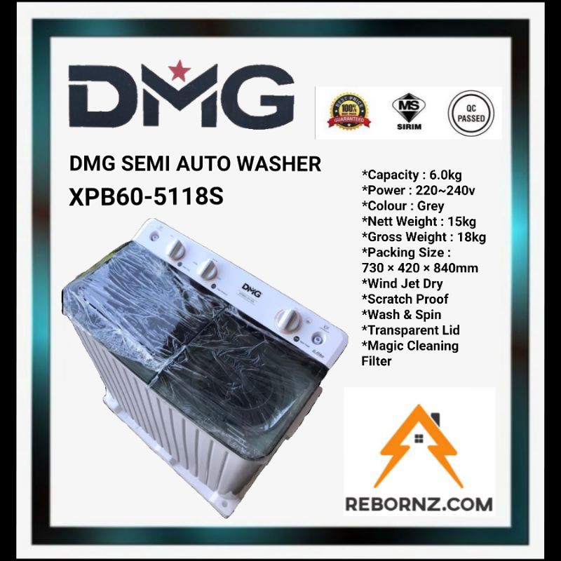 DMG Semi Auto Washer 6kg XPB60-5118S | Shopee Malaysia