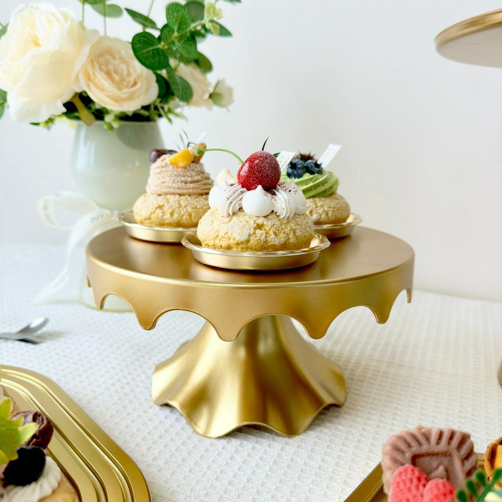 1 pc Round gold Cake Stand Cake Holder Dessert Stand plastic Plate For ...