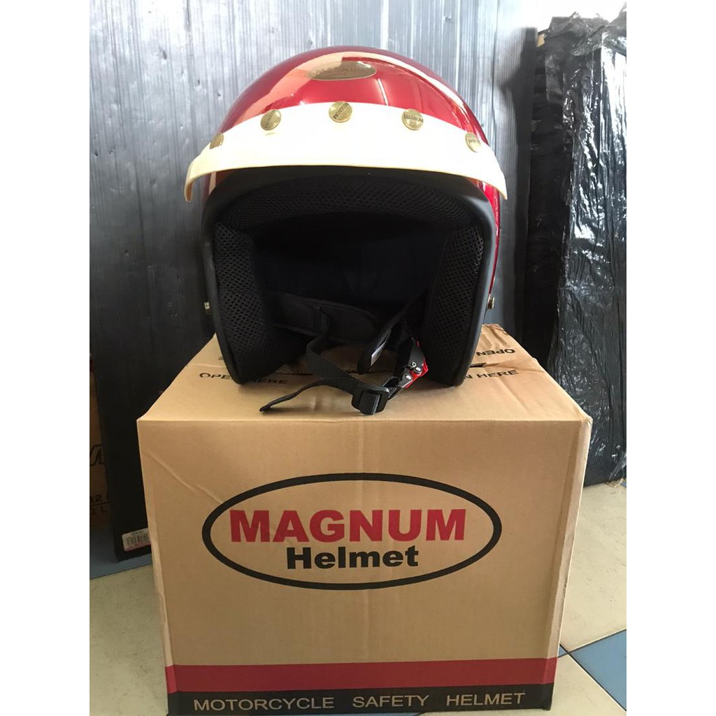 100% ORIGINAL MAGNUM 5 BUTTON (M9) WHITE CAP MOTORCYCLE HELMET | Shopee ...