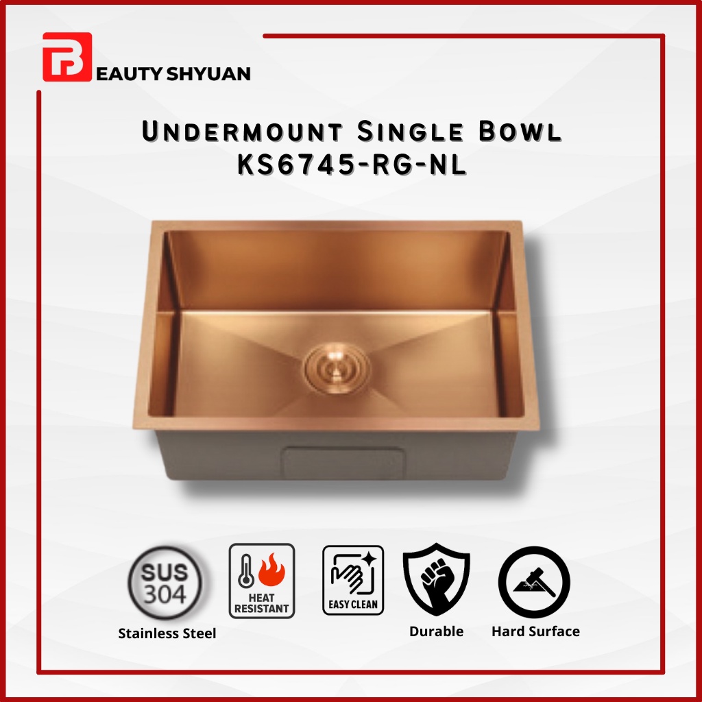 CABANA KS6745 Sinki Stainless Steel Undermount Single Bowl Kitchen Sink ...