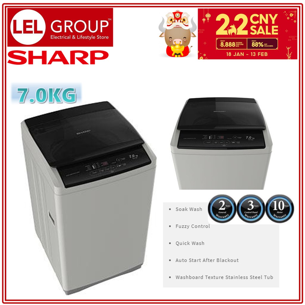 SHARP 7.0KG TOP LOAD WASHING MACHINE ES718X | Shopee Malaysia