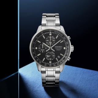 Seiko SSB379P1 Quartz Chronograph Black Dial Hardlex Crystal Glass ...