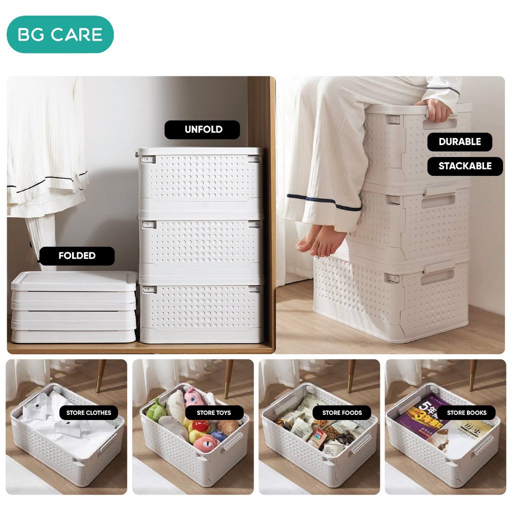 Wardrobe Baskets Collapsible Foldable Storage Box Container Stackable ...