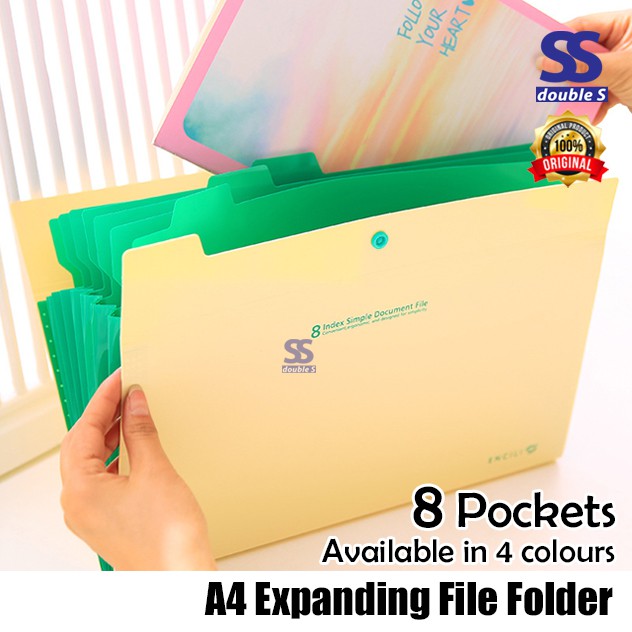 Expanding File 8 Pockets/A4 File Folders/Documents Organizer | Shopee ...