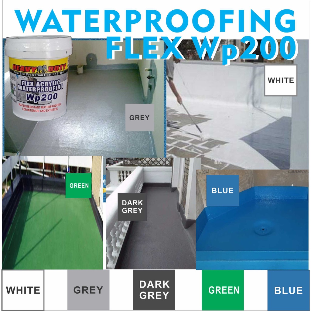 HEAVY DUTY ( 1KG ) WP200 Acrylic Waterproofing Paint Coating Colour Cat ...