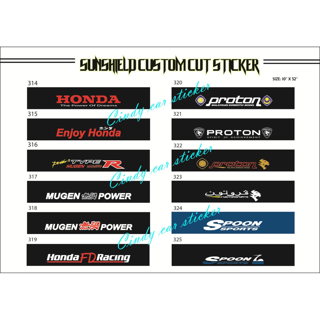 PROTON HONDA SPOON MUGEN Front Windscreen Windshield Window Sticker ...