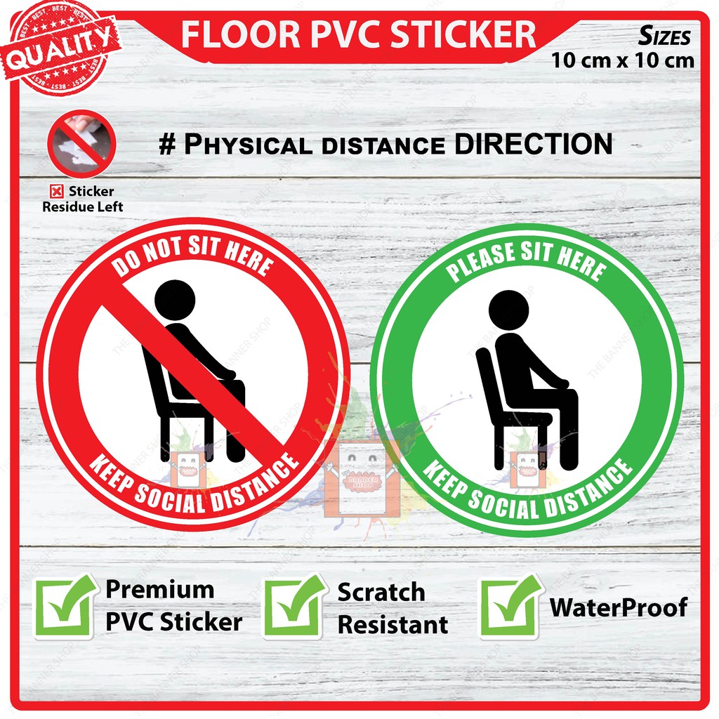 SOP Table Sticker ( Do Not Sit Here , Please Sit Here )PVC Sticker ...