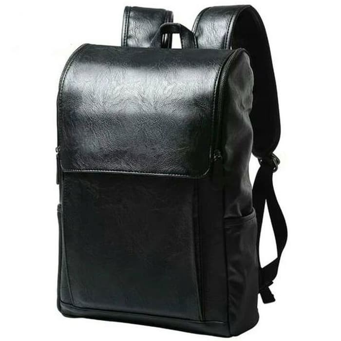 Vintage Leather Backpack - Black | Shopee Malaysia