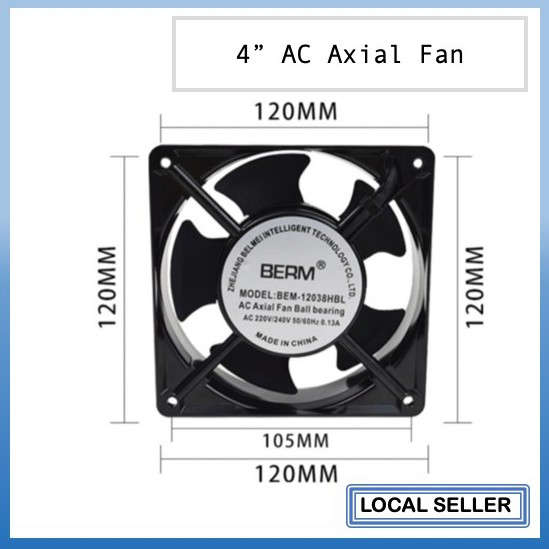 4 Inch AC Axial Fan/Cooling Blower AC220/240V Ball Bearing 5 Blades/ Exhaust Fan | Shopee Malaysia