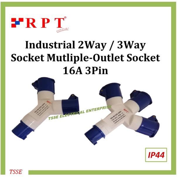 2 Way / 3 Way 16A AMP Plug 3 Pin 240V Waterproof Industrial Core Socket ...