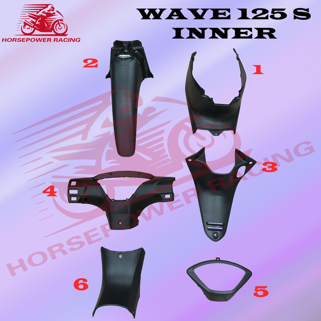 WAVE 125 S HONDA MATT BLACK INNER COVER FULL SET (1-6) (WAVE125S ...