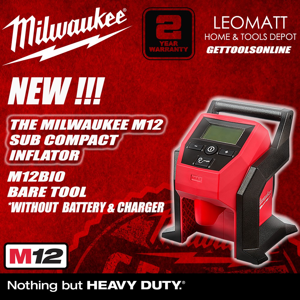 Milwaukee M12 Sub Compact Inflator Bare Tool ( Without Battery ...