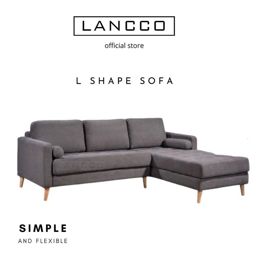 LANCCO Nordic Sofa Embrace L Shape Design Fabric Couch Scandinavian Minimalist Mid Century ...