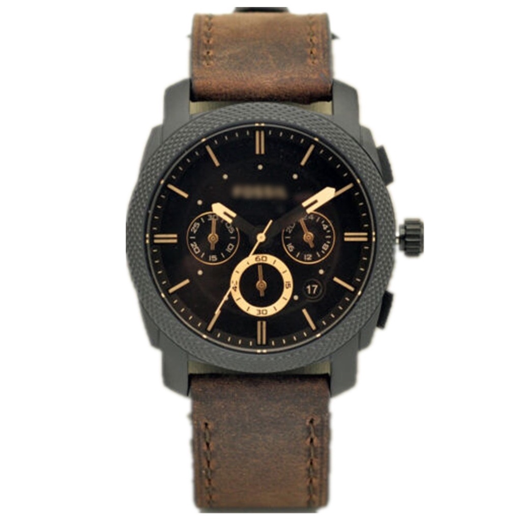Original Fossil Men Machine Mid Size Chronograph Brown Leather Watch FS4656 Jam Tangan Lelaki ...