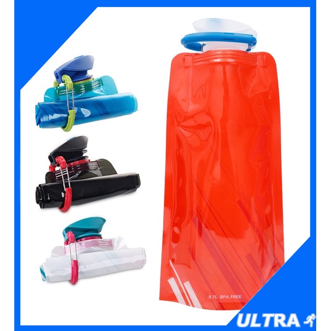 700mL Foldable Bottle Water Bag Pouch Reusable Flexible Travel Hiking ...