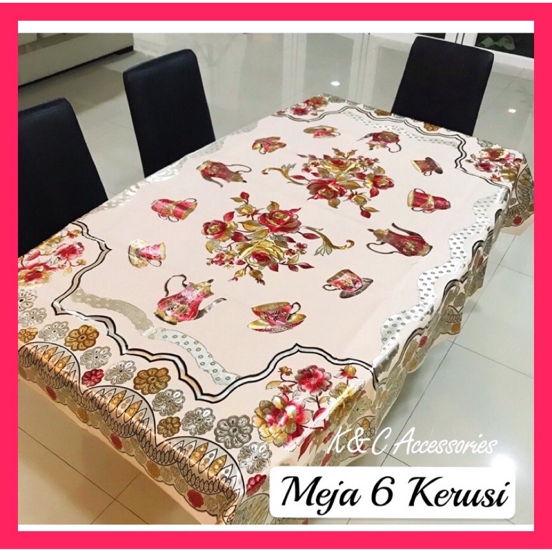 Lapik Meja Makan 3D Alas Meja WaterProof 6 Kerusi ( Teko Cawan ) Design ...