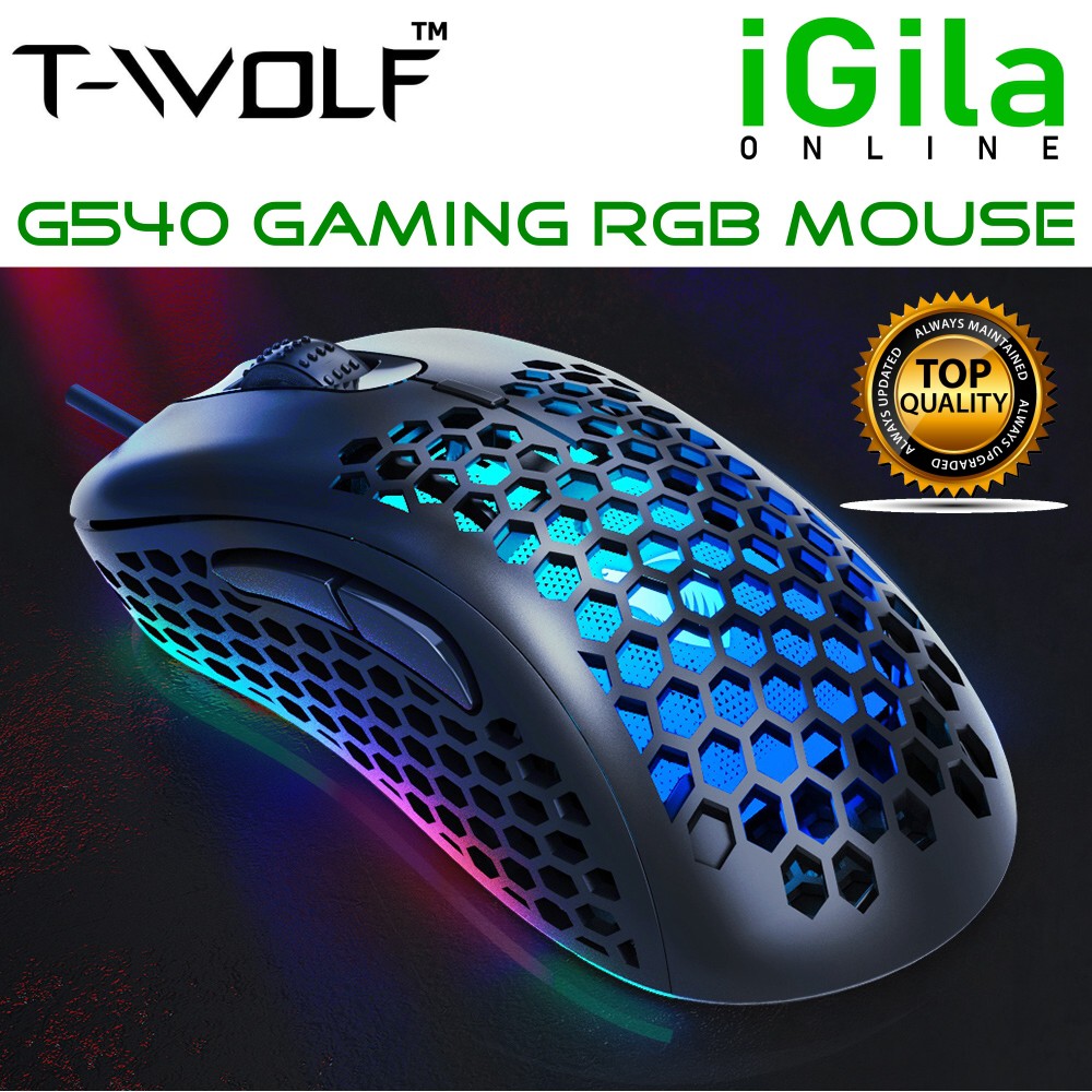 T-WOLF G540 GAMING RGB USB WIRED MOUSE WITH HOLE. LIKE G102 G103 M220 M330 M331 M170 MX350 M450 ...