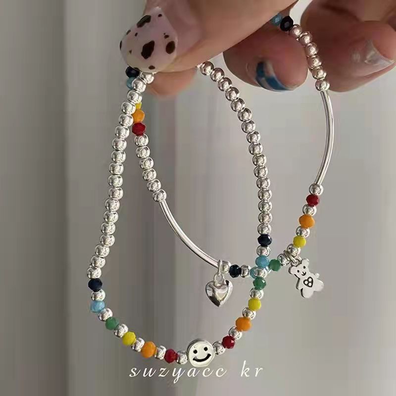 New Rainbow Smiley Bear Bracelet Ins Niche Bracelet Girls Bracelets ...