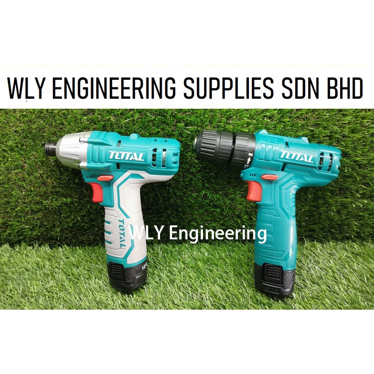 TOTAL TIRLI1201 Impact Driver & TDLI12415 Cordless Drill Combo Set ...