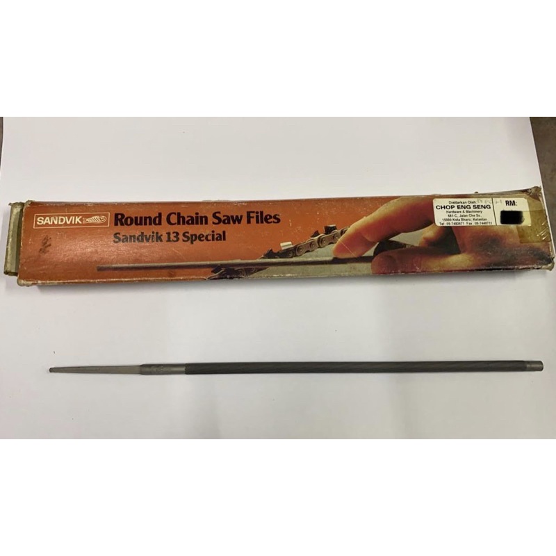 Sandvik Round Chainsaw File 8" x 7/32" Made in Sweden Kikir Gergaji ...