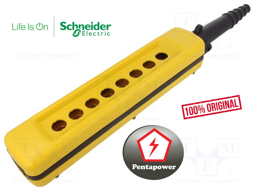 SCHNEIDER XACA08 Harmony XAC, Empty pendant control station, plastic, yellow, 8 cut-outs ...