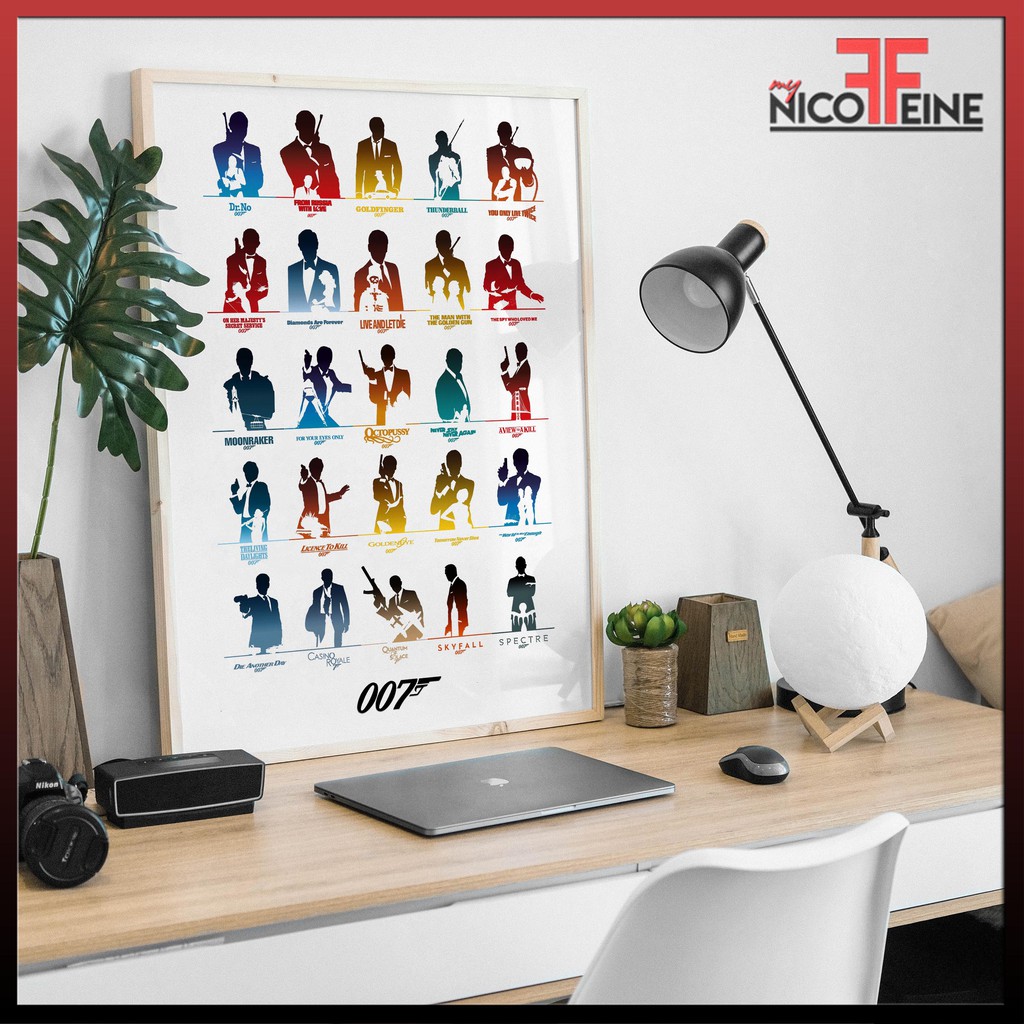 NEW James Bond 007 All Movie till 2020 Minimalist Large Poster Print ...