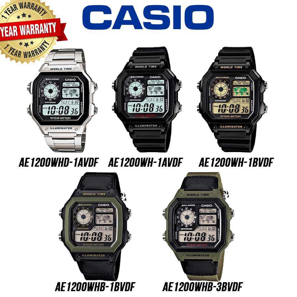 CASIO AE1200WH SERIES ORIGINAL MEN WATCH WITH 1 YEAR WARRANTY | Shopee Malaysia