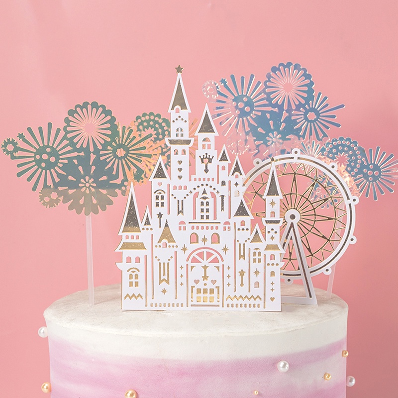 Acrylic Caster Irons Castle Cake Topper Princess Birthday Cake Decor ...