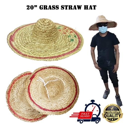 20" GRASS STRAW HAT / TOPI RUMPUT PETANI RUMPUT 农业草帽 TOPI KERJA FARMER ...