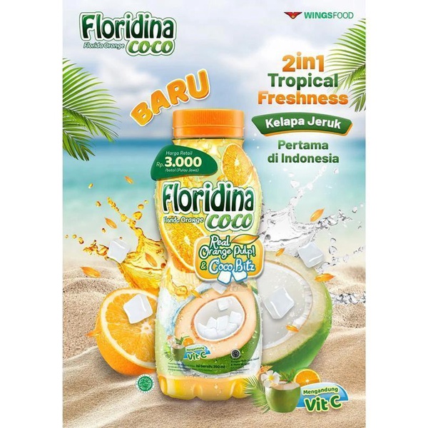 1x【Floridina Coco】Bouncy Fresh Nata de Coco Orange Juice 350ml | Shopee ...